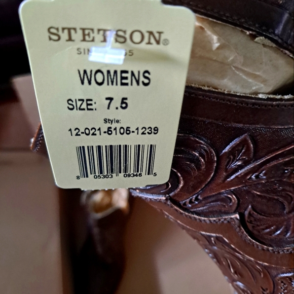 Stetson | Shoes | Brand New Stetson Hand Tooled Leather Ankle Bootssize ...